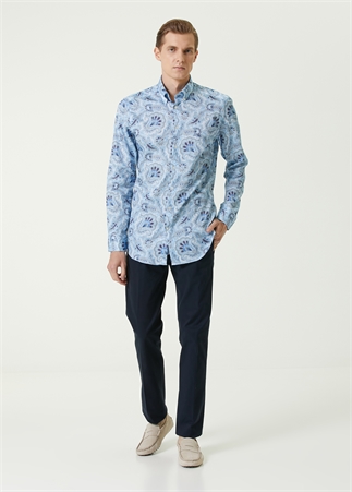 Etro Erkek Lacivert Pilili Pantolon 50 IT Etro Erkek Lacivert Pilili Pantolon 50 IT