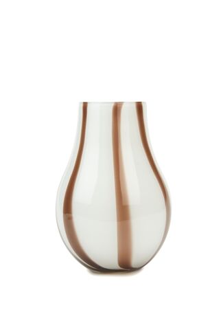 Broste Copenhagen Ada Gri Beyaz Çizgili Cam Vazo