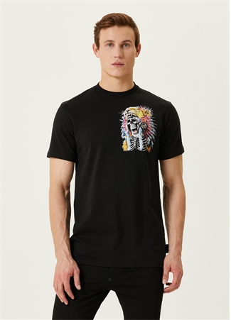 Philipp Plein Erkek Siyah Taşlı Figür İşlemeli T-shirt L EU