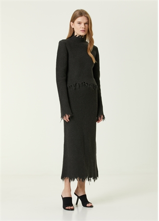 Balenciaga Kadın Koyu Gri Yıpratma Detaylı Midi Triko Etek S EU Balenciaga Kadın Koyu Gri Yıpratma Detaylı Midi Triko Etek S EU