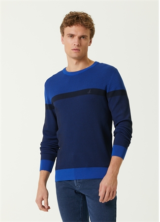 Beymen Club Erkek Saks Bisiklet Yaka Colorblock Kazak Mavi S Beymen Club Erkek Saks Bisiklet Yaka Colorblock Kazak Mavi S
