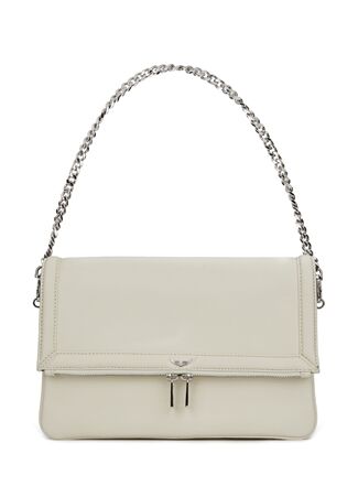 Zadig&Voltaire Kadın Beyaz Logo Detaylı Deri Omuz Çantası EU