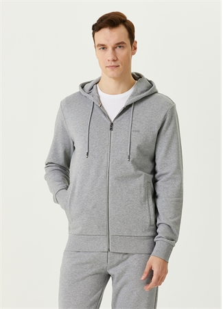 Boss Erkek Gri Kapüşonlu Logolu Sweatshirt S EU Boss Erkek Gri Kapüşonlu Logolu Sweatshirt S EU