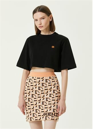 Kenzo Kadın Siyah Bisiklet Yaka Crop T-shirt XS EU