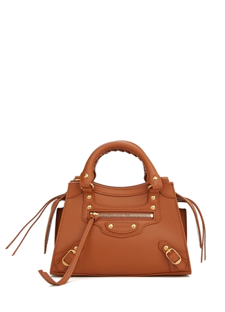 Balenciaga Kadın Neo Classic Taba Deri Omuz Çantası Turuncu EU