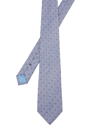 Tino Cosma Erkek Mavi Desenli İpek Kravat EU