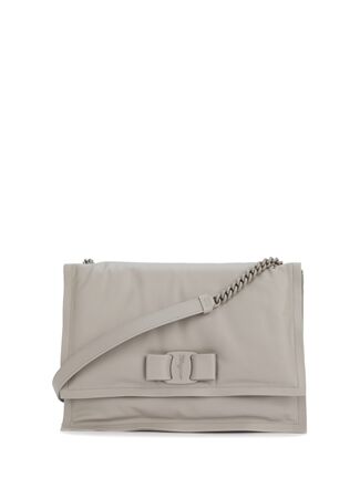 Salvatore Ferragamo Kadın Gri Deri Omuz Çantası EU